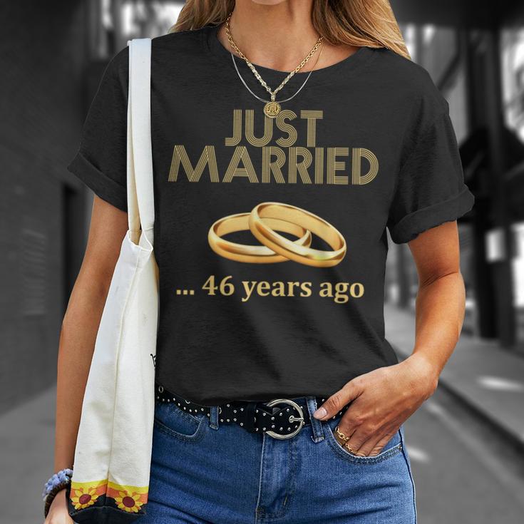 46Th Wedding Anniversary Just Married 46 Years Ago T-Shirt - Monsterry