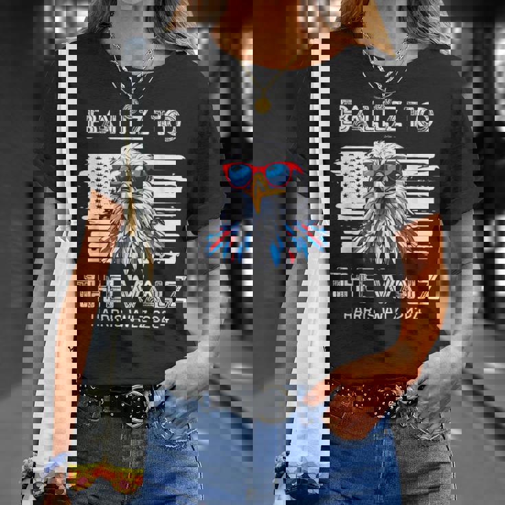 Balls To The Walz Eagle American Flag Kamala Harris Liberal T-Shirt ...