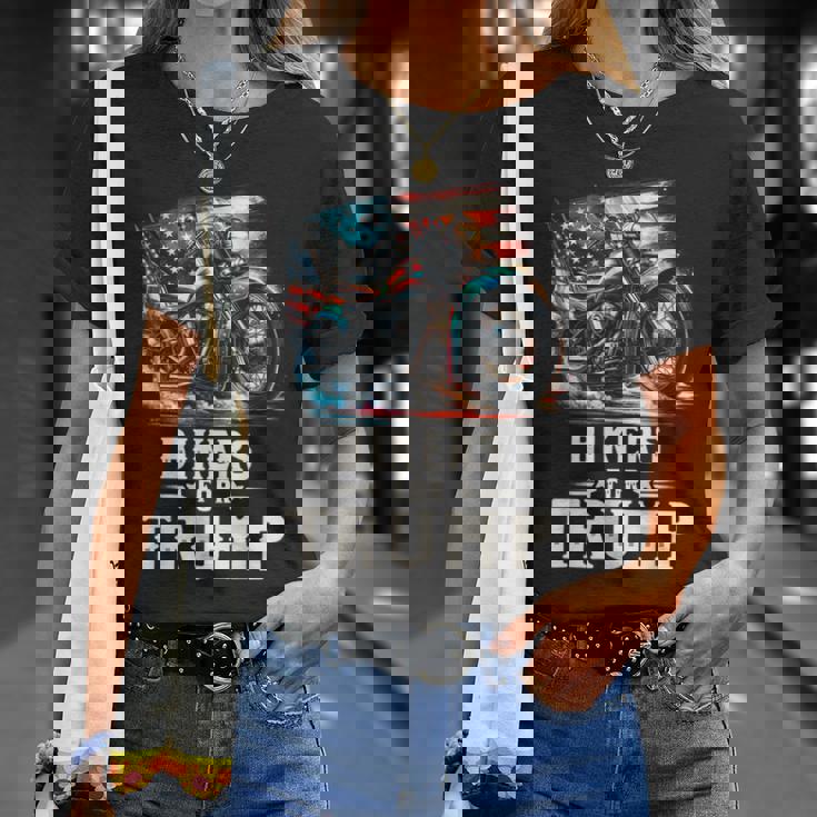 Bikers For Trump 2024 Motorcycle Patriotic American Flag T-Shirt ...