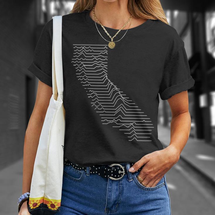 California Mountain Range Elevation Map Topography T-Shirt - Monsterry