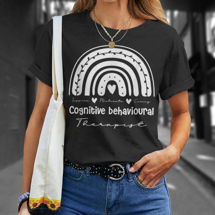 Cognitive Behavioural Therapy Boho Rainbow Therapist Cbt T-Shirt ...