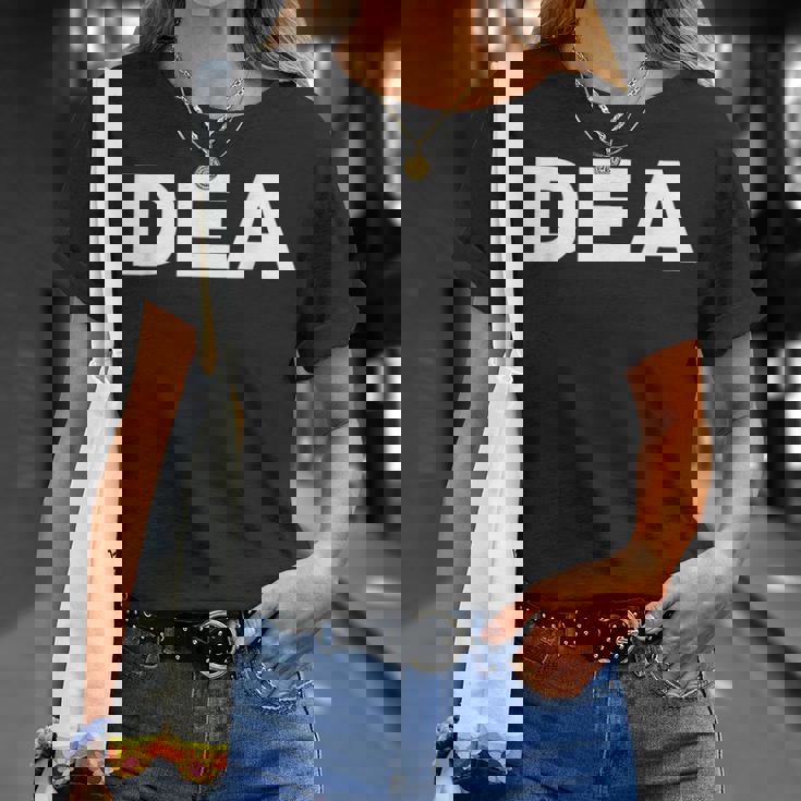 Dea Agent Uniform Front Print White Text On Duty Gear T-Shirt - Monsterry