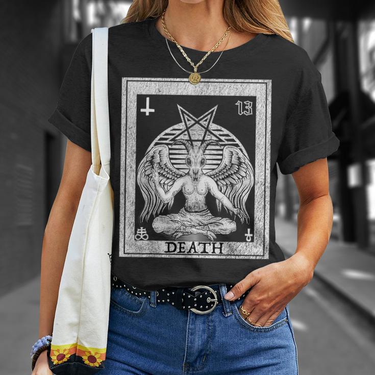 Death Occult Satan Goat Head Tarot Card Unholy Horror T-Shirt ...