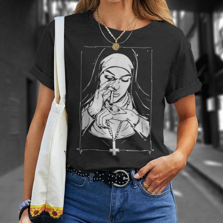 Unholy Drug Nun Costume Essential Costume T-Shirt - Monsterry