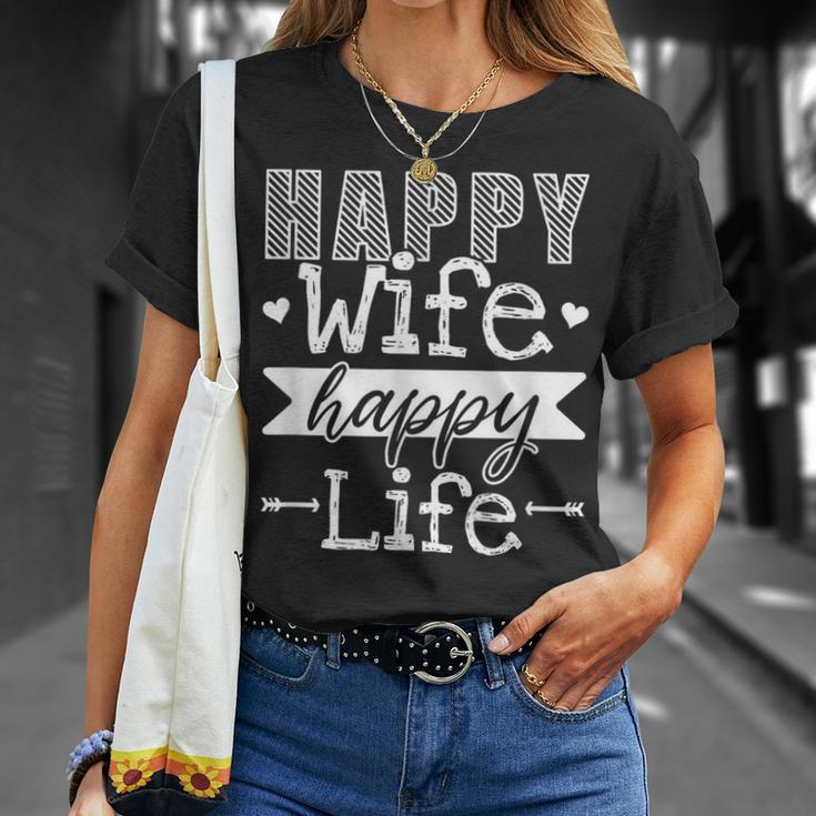 Happy Wife Happy Life Wives Saying T-Shirt - Monsterry