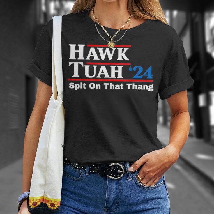 Hawk Tuah Hawk Tuah Spit On That Thing Meme T-Shirt - Monsterry