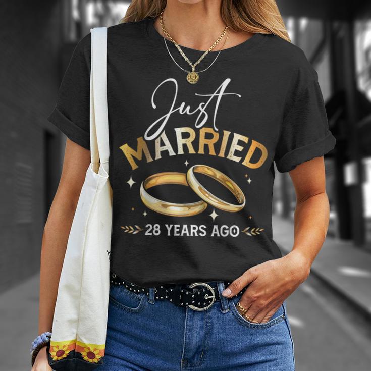 Just Married 28 Years Ago Happy Wedding Anniversary Couple T-Shirt ...