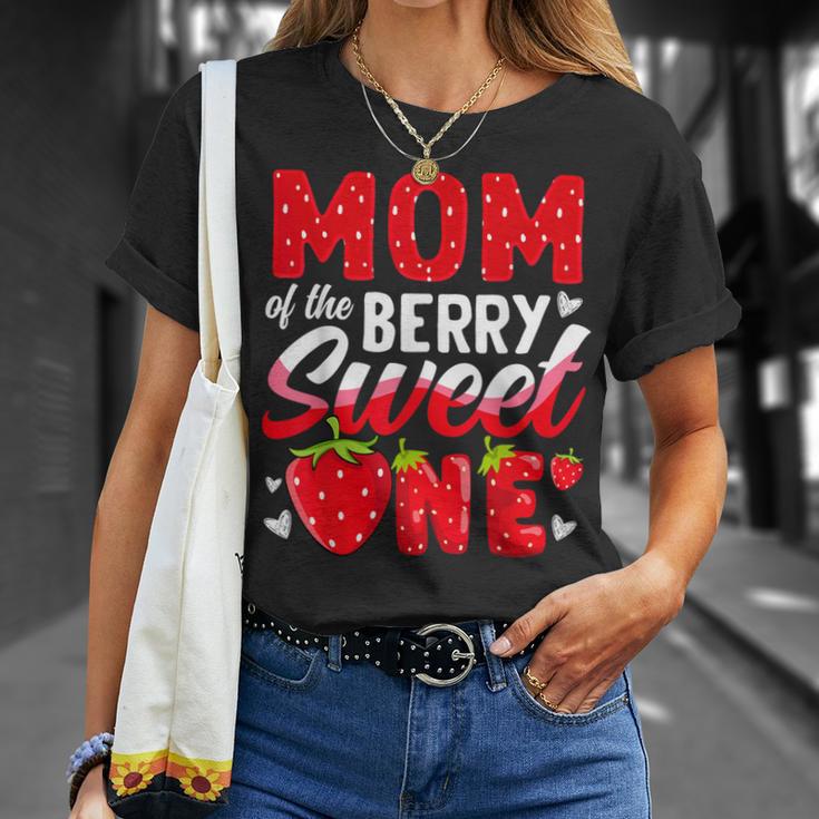 Mom Of The Berry Sweet One Strawberry 1St Birthday T-Shirt - Seseable