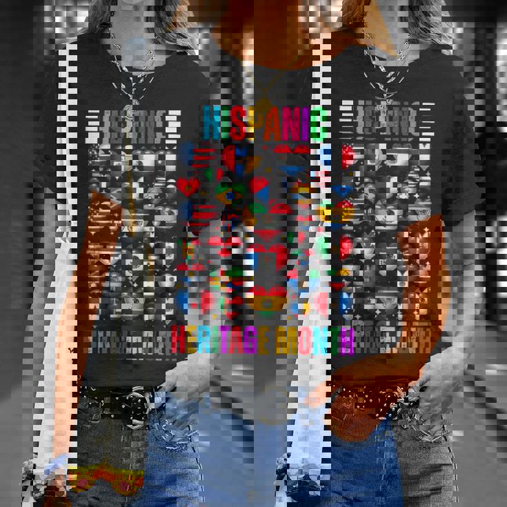 Hispanic Heritage Month Latino Countries Hands Heart Flags T-Shirt ...