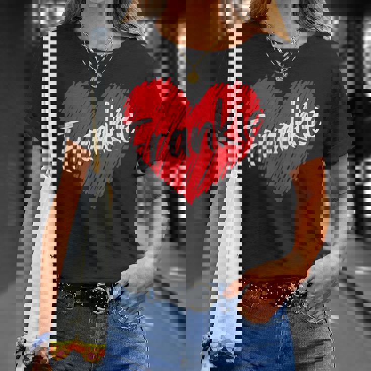 Personalized Name Frankie I Love Frankie Heart Vintage T-Shirt | Mazezy