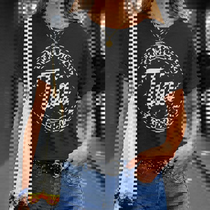 Promoted To Tia 2024 Soon To Be Pregnancy Baby Reveal T-Shirt - Monsterry