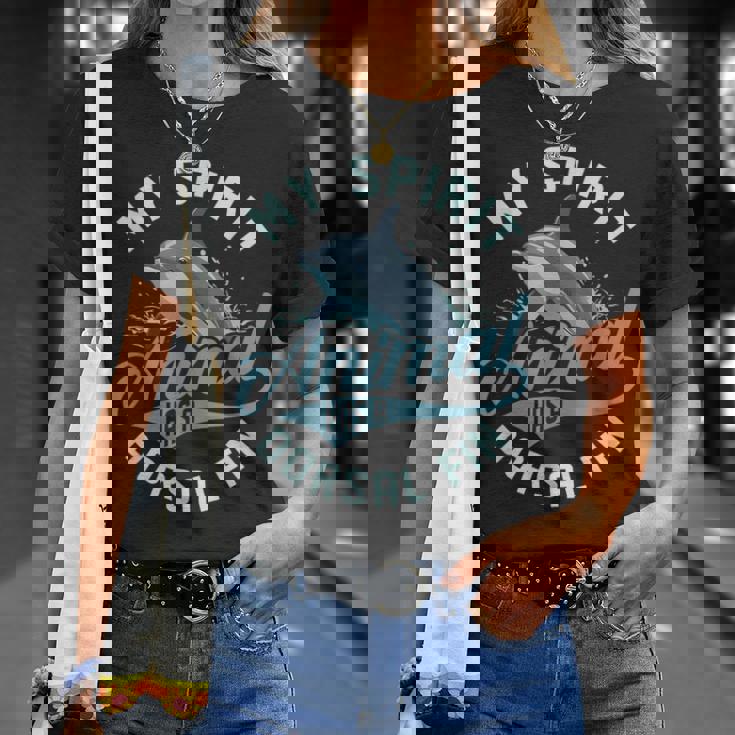 My Spirit Animal Has A Dorsal Fin Dolphin Beach Vacation T-Shirt ...