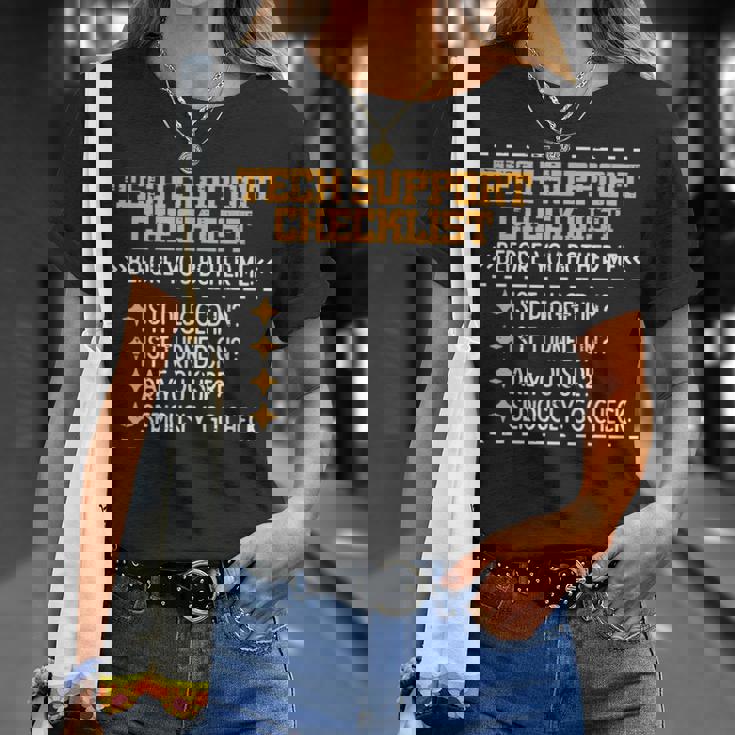 Tech Support Checklist It Computer Helpdesk Men T-Shirt - Monsterry