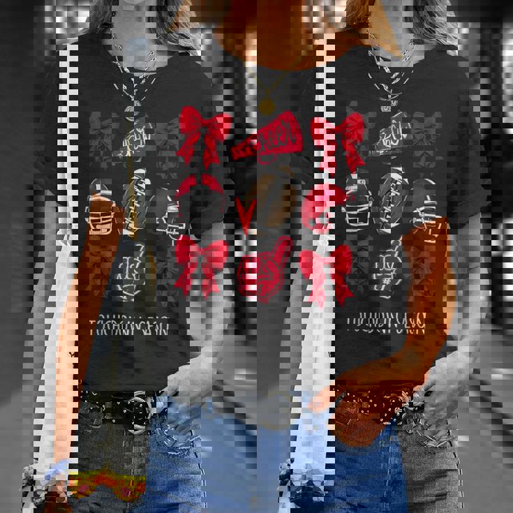 Vintage Football Touchdown Season Game Day Coquette Cheer T-Shirt | Mazezy