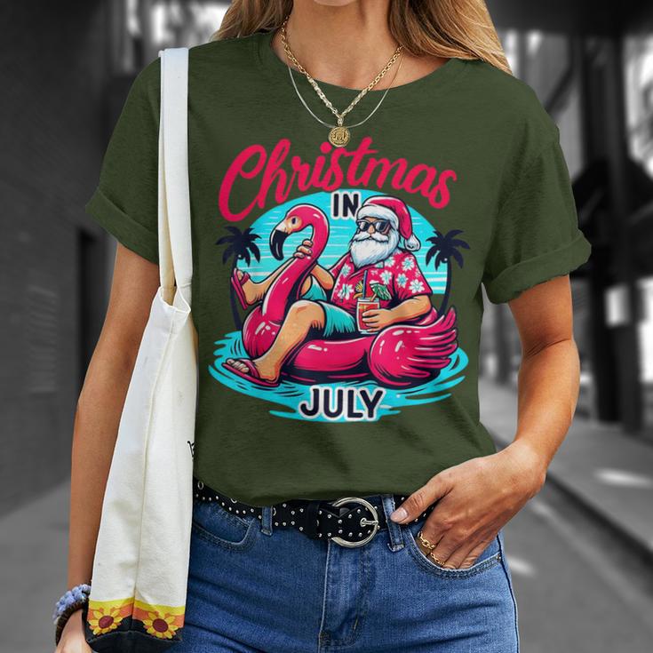 Christmas In July Summer Vacation Santa T-Shirt | Mazezy