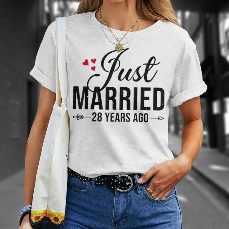 28Th Anniversary For Couple Just Married 28 Years Ago T-Shirt ...