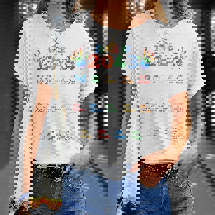 Class Of 2043 Grow With Me Color Handprint Pre-K 12Th Grade T-Shirt ...