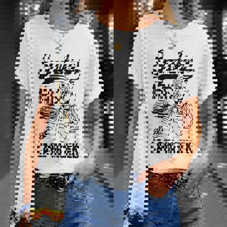 Bbq Meat Groovy Smoking Meats And Clapping Cheeks T-Shirt - Monsterry