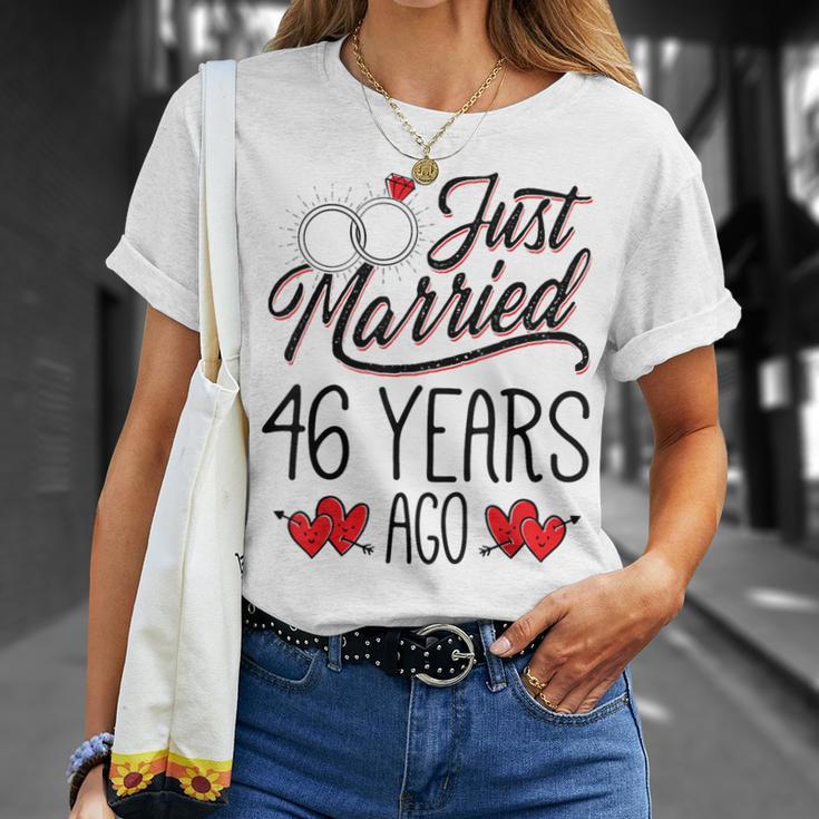 Just Married 46 Years Ago Couple 46Th Anniversary T-Shirt - Monsterry