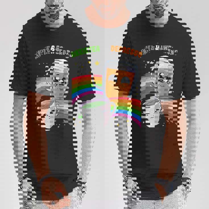 Anxietea Or Depresso Kawaii Chibi Anxiety Depression Rainbow T-Shirt ...