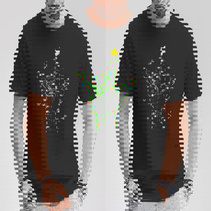 ASL Christmas Christmas Tree Lights American Sign Language T-Shirt ...