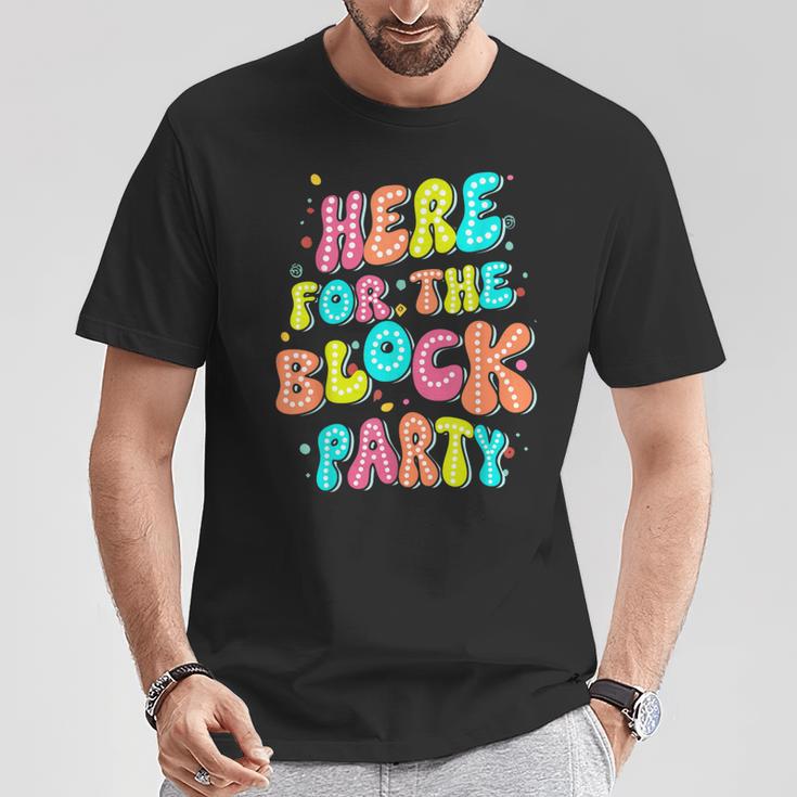 Here For The Block Party Master Builder Building Brick T-Shirt | Mazezy