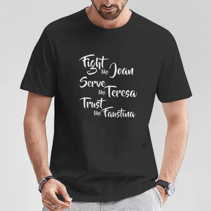 Catholic Saints Joan Teresa Faustina T-Shirt - Thegiftio UK