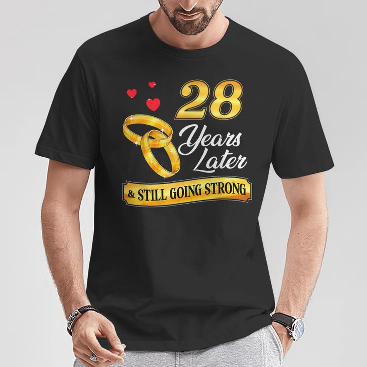 Celebrate 28 Years Of Marriage 28Th Wedding Anniversary T-Shirt - Monsterry