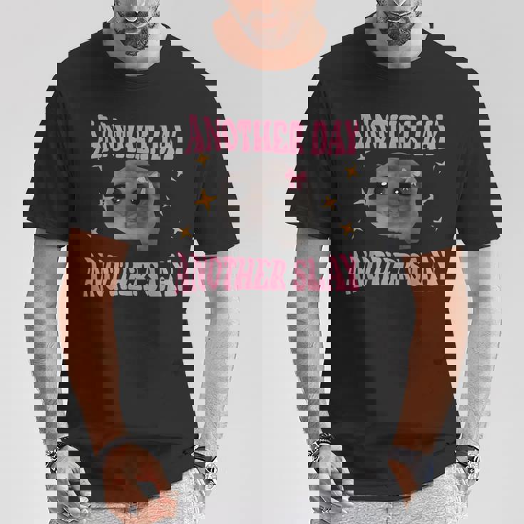 Another Day Another Slay Sad Hamster Meme Retro Groovy T-Shirt - Monsterry