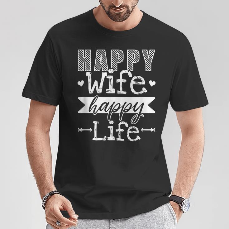 Happy Wife Happy Life Wives Saying T-Shirt - Monsterry
