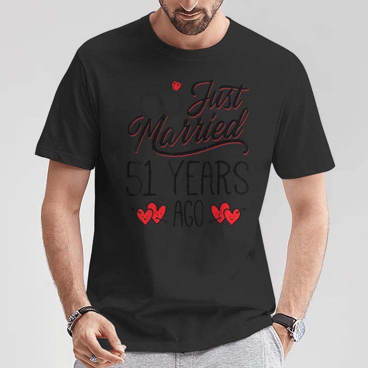 Just Married 51 Years Ago Couple 51St Anniversary T-Shirt - Monsterry