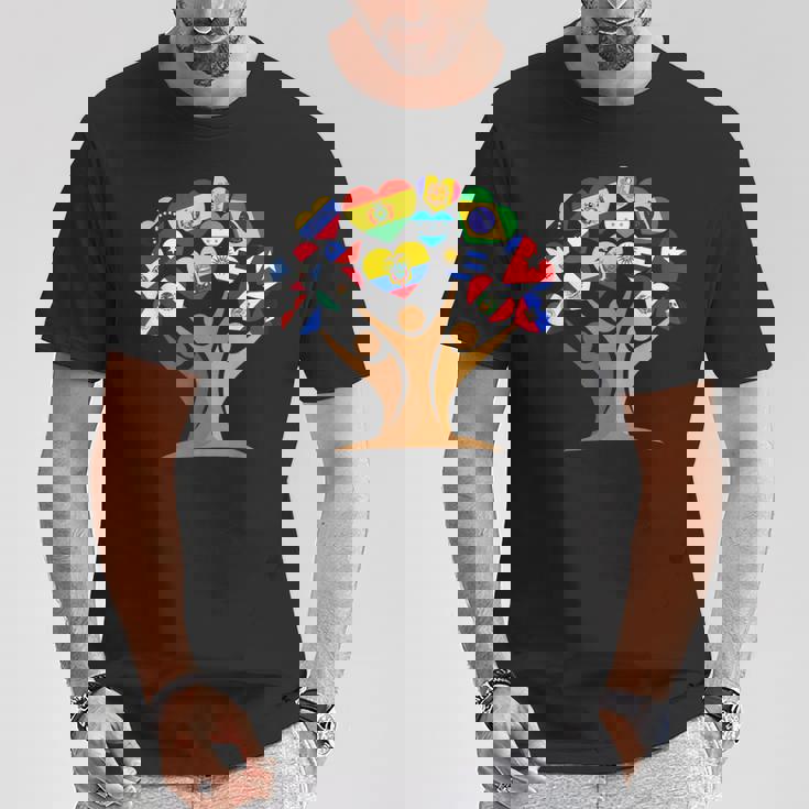 Hispanic Heritage Month Spanish-Speaking Countries Flags T-Shirt | Mazezy