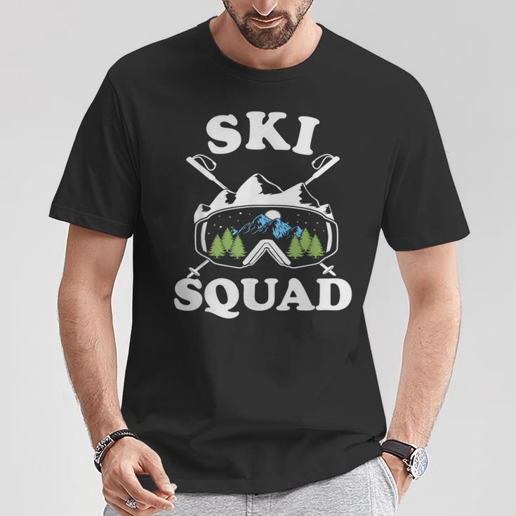 Ski Squad Cool Skiing Skier Vacation Goggles Snow Mountain T-Shirt ...