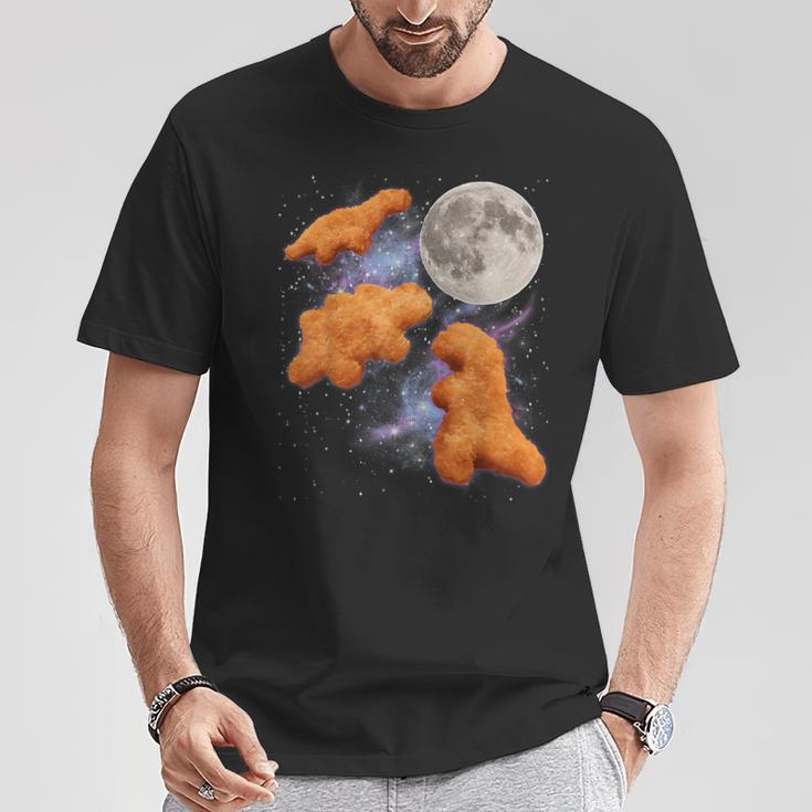 Three Chicken Nuggets Howl At Moon Parody Dino Nugget T-Shirt ...