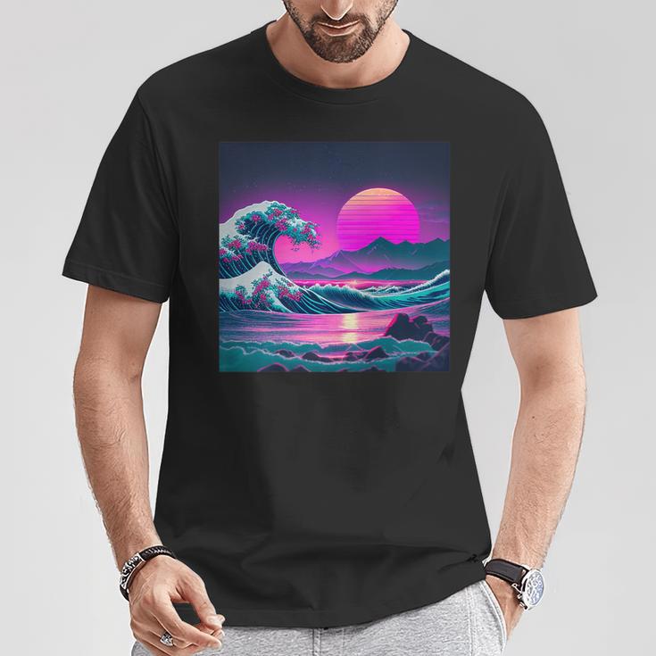Vaporwave Synthwave Ocean Japanese 80S Vintage Style Retro T-Shirt ...
