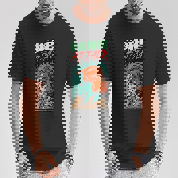 Vintage Comic Panic Attack Illustration Mental Health T-Shirt - Monsterry