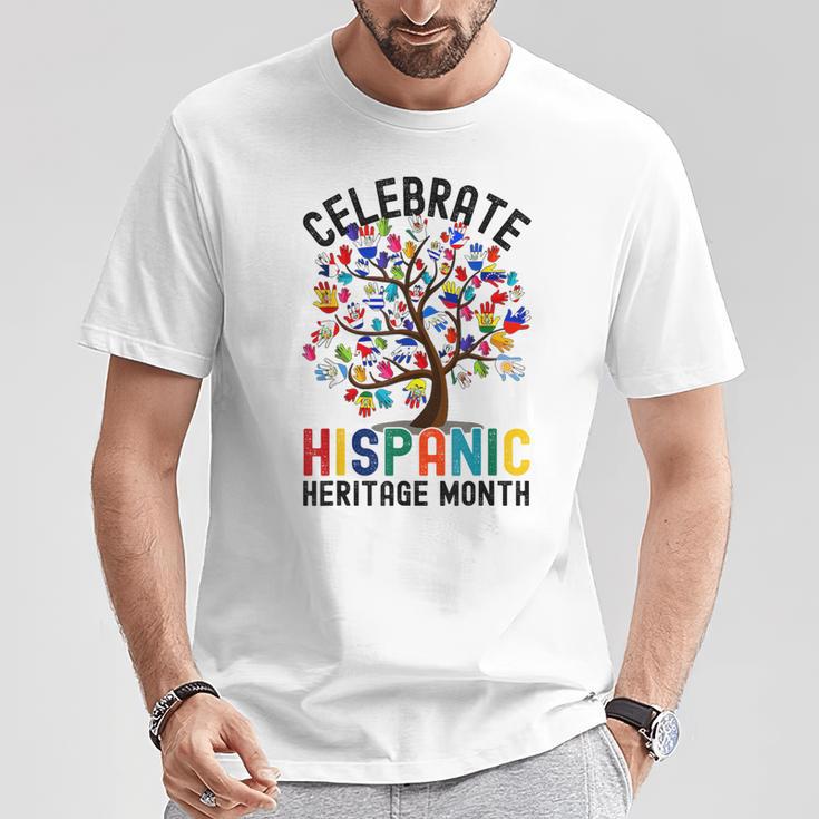Celebrate Hispanic Heritage Month Latin Countries Flag Tree T-Shirt ...