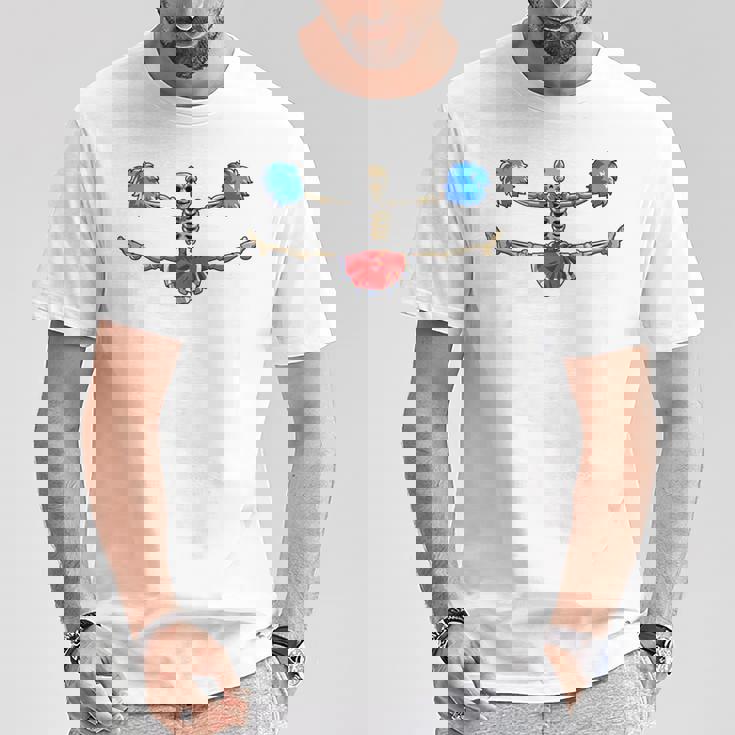 Cheerleading Skeleton Halloween Cheer Skeleton Cheerleader T-Shirt ...