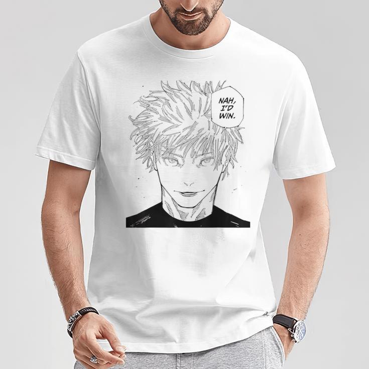 Anime Meme Nah I'd Win Reference Gojo T-Shirt | Mazezy