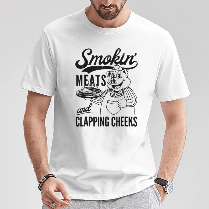 Bbq Meat Groovy Smoking Meats And Clapping Cheeks T-Shirt - Monsterry