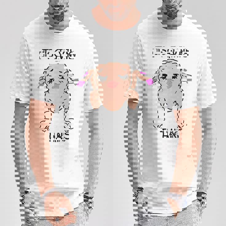 It's Giving Thanks Meme Turkey Slay Thanksgving Gen Z Slang T-Shirt ...