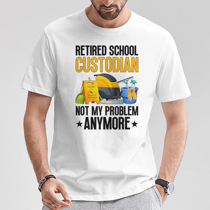 Retired School Custodian School Custodian Retirement T-Shirt - Monsterry