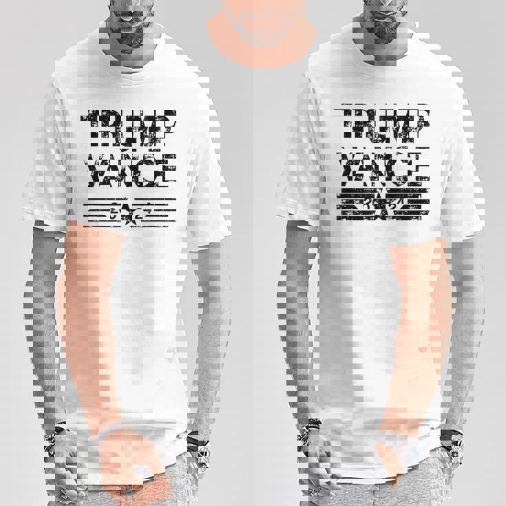 Trump JD Vance 2024 Retro Distressed Stripe Trump Vance T-Shirt - Monsterry