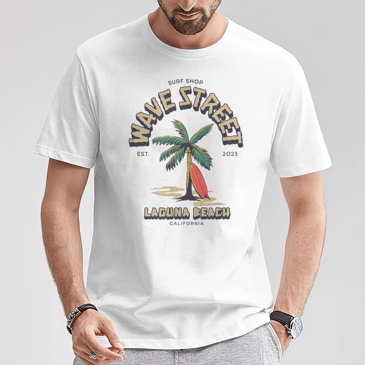Wave Street Surf Shop Surfboard Logo T-Shirt | Mazezy