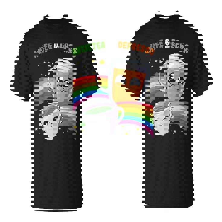 Anxietea Or Depresso Kawaii Chibi Anxiety Depression Rainbow T-Shirt ...