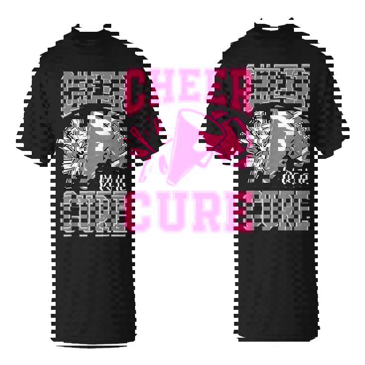 Cheer For Cure Breast Cancer Awareness Cheerleader T-Shirt | Mazezy