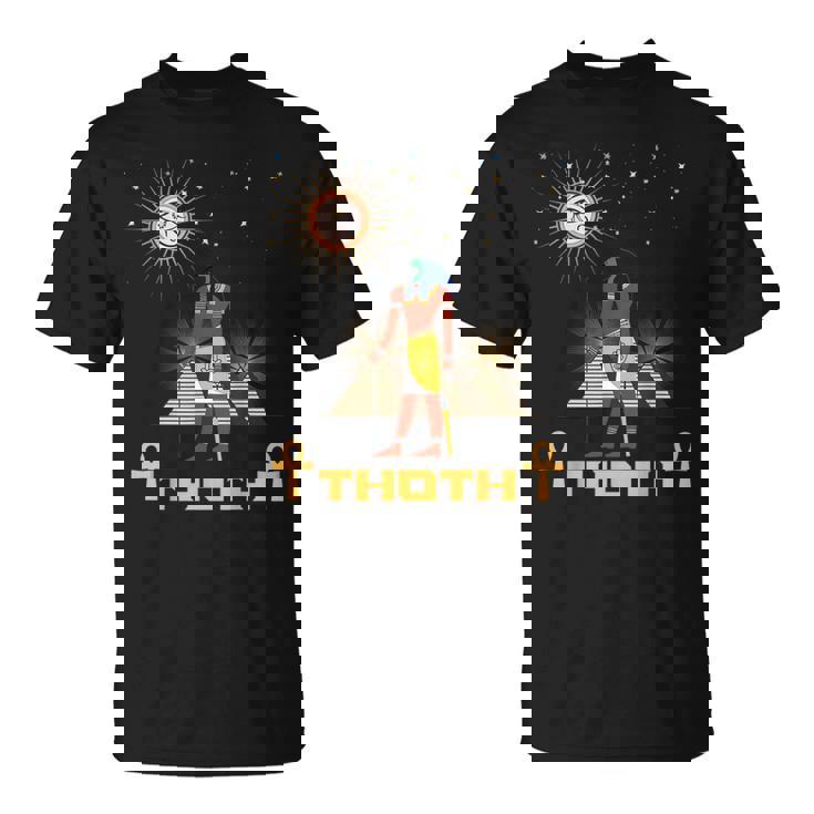 Egyptian God Thoth Ancient Egyptian Pyramids Ankh Symbol T-Shirt ...
