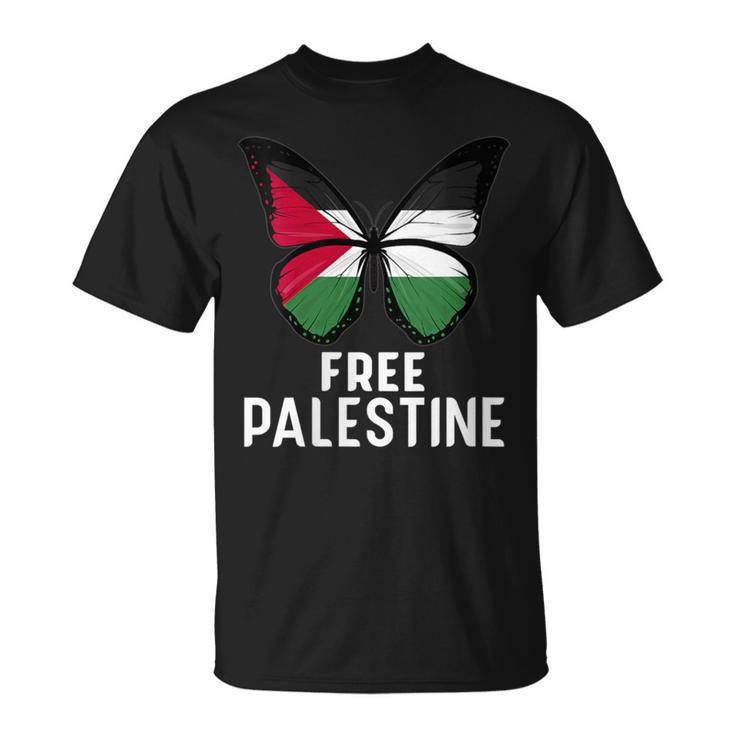 Free Palestine Flag Save Gaza Strip Palestinian Butterfly T-Shirt ...