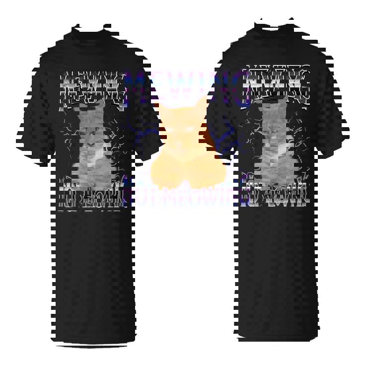 Cat Meme Mewing Not Meowing Looksmaxxing T-Shirt - Monsterry