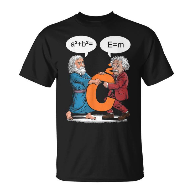 Geek Outfit Nerd Costume Pythagoras Vs Einstein T-Shirt - Monsterry